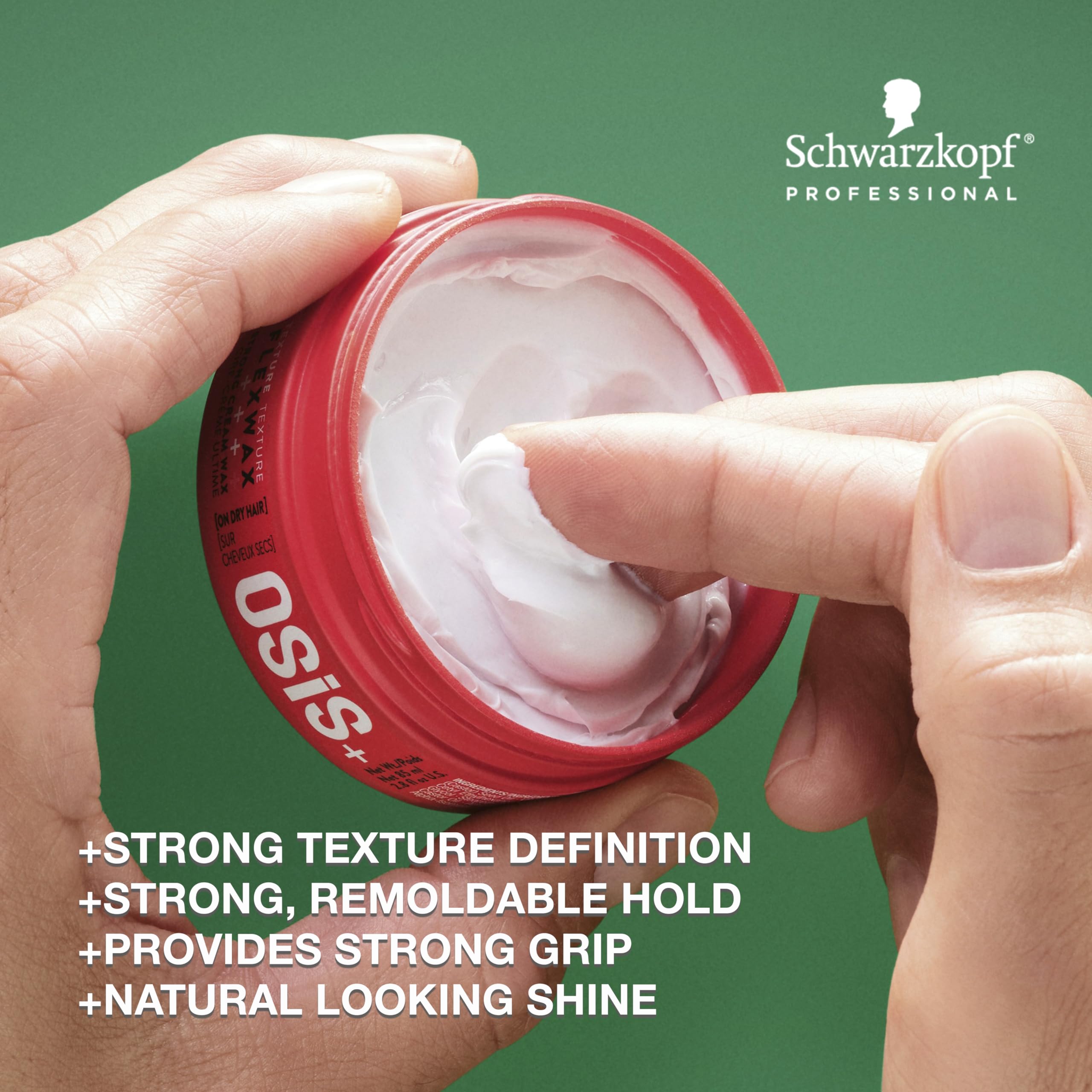 OSiS+ Flexwax – Ultra Strong Cream Wax, 2.8 oz – Long-lasting Hold for Creative Hair Styling – Moldable Texturizing Product for Wild Hair Styling and Shine – Washes Out Easily