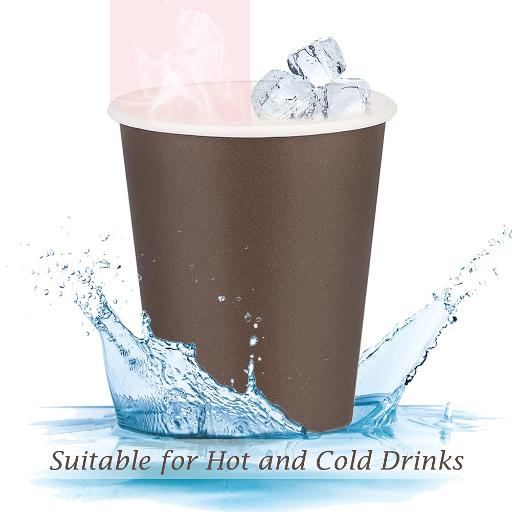 BALDCC 75 Packs of Brown Paper Hot Cups, 8 oz Disposable Paper Cups, Hot Coffee Cups, Beverage Cups, Suitable for Offices, Home Kitchens, Coffee Shops(Brown)