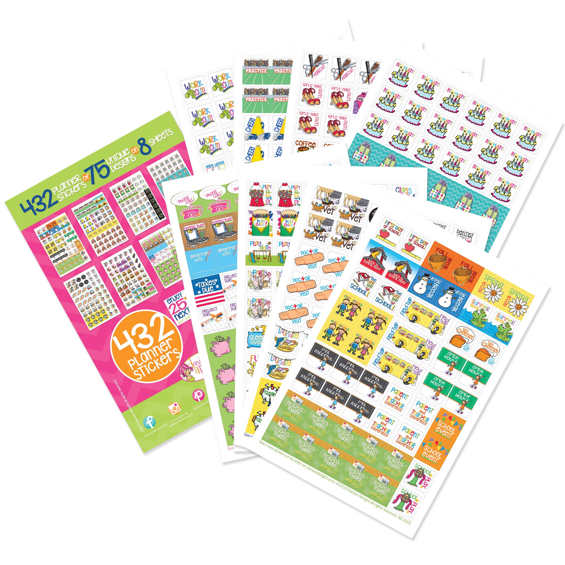Busy Mom Planner Sticker Collection for Calendars, Planners. Appointment Reminder Stickers, Doctors, School, Birthdays, Play Dates, Events, Scrapbook, Wedding, Vacation | 864 Stickers