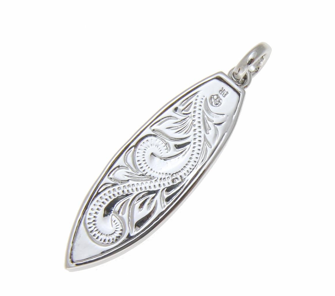 Arthur's Jewelry Koa Wood Hawaiian Honu Sea Turtle Surfboard Rhodium Plated Brass Pendant