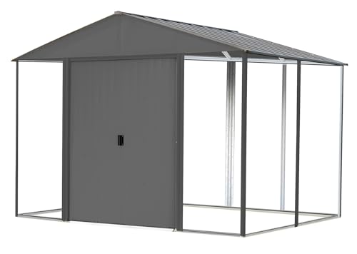 Arrow 10' x 8' Ironwood Galvanized Steel Hybrid Outdoor Shed Kit, Anthracite