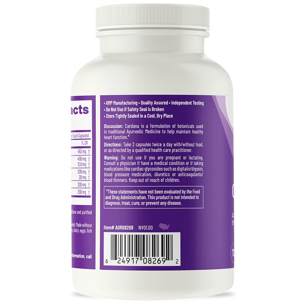 AOR, Cardana, A powerful Ayurvedic formula for cardiovascular health, 120 Capsules (60 Servings)