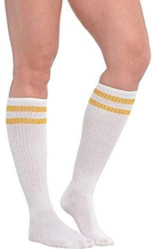 Amscan Striped Knee High Socks-2 Pcs, One Size, Gold