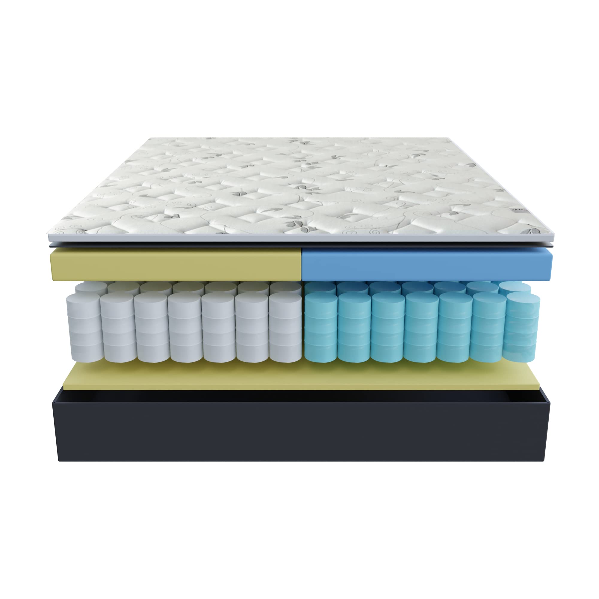 Greaton 12" Half-Firm, Half-Soft Dual Comfort Hybrid Memory Foam Pocket Coil Springs Mattress for Couples - Pressure Relieving, Motion Isolating Sleep System for Personalized Luxury Rest - King, Black