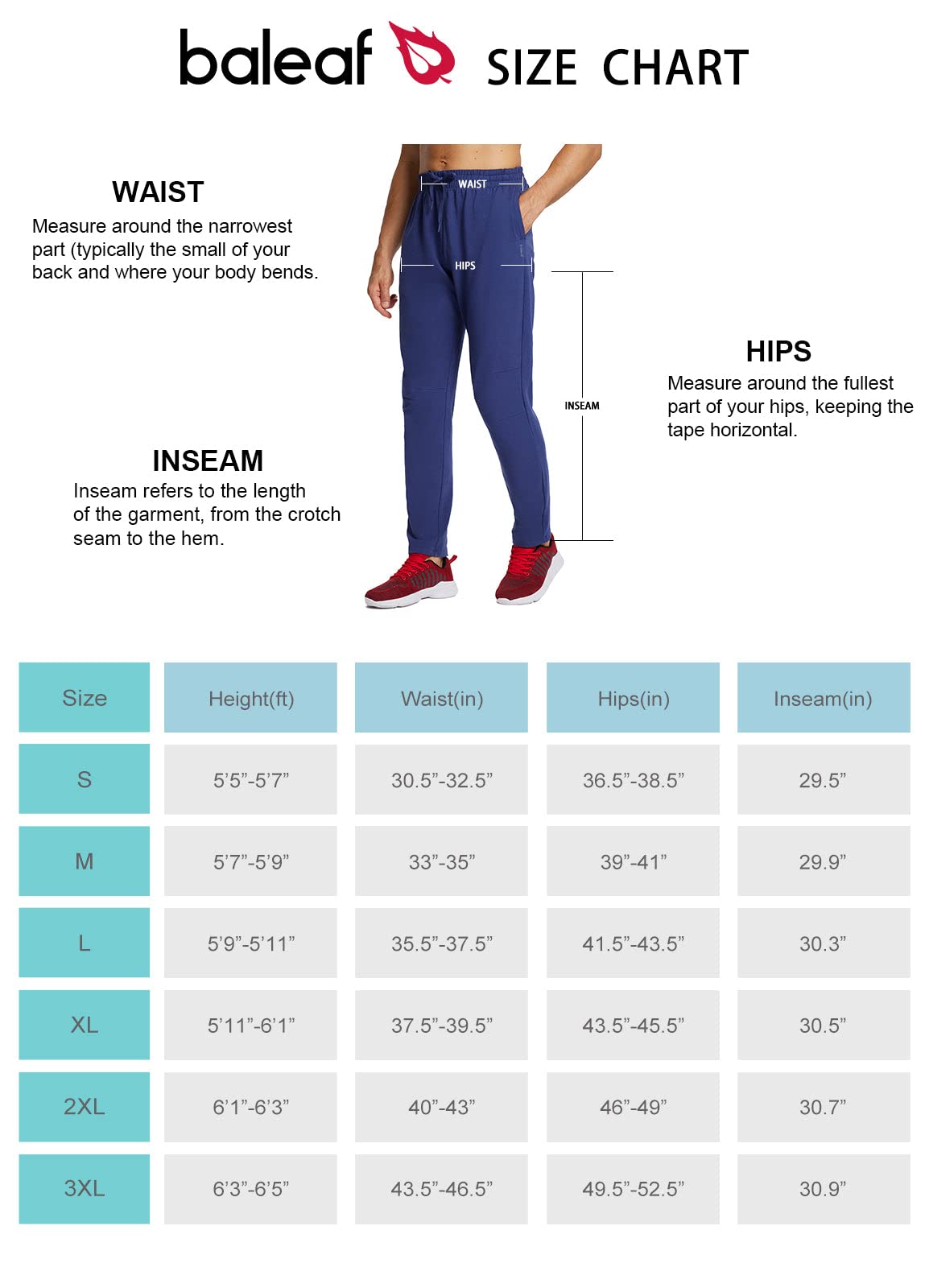 BALEAF Joggers for Men Sweatpants Cotton Workout Athletic Casual Exercise Running Jogger Sweatpants with Pockets Navy Blue L