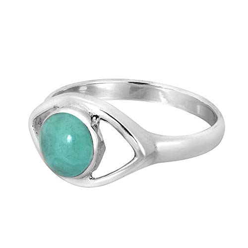 AeraVida Mystical Evil Eye with Simulated Green Turquoise Inlay .925 Sterling Silver Ring