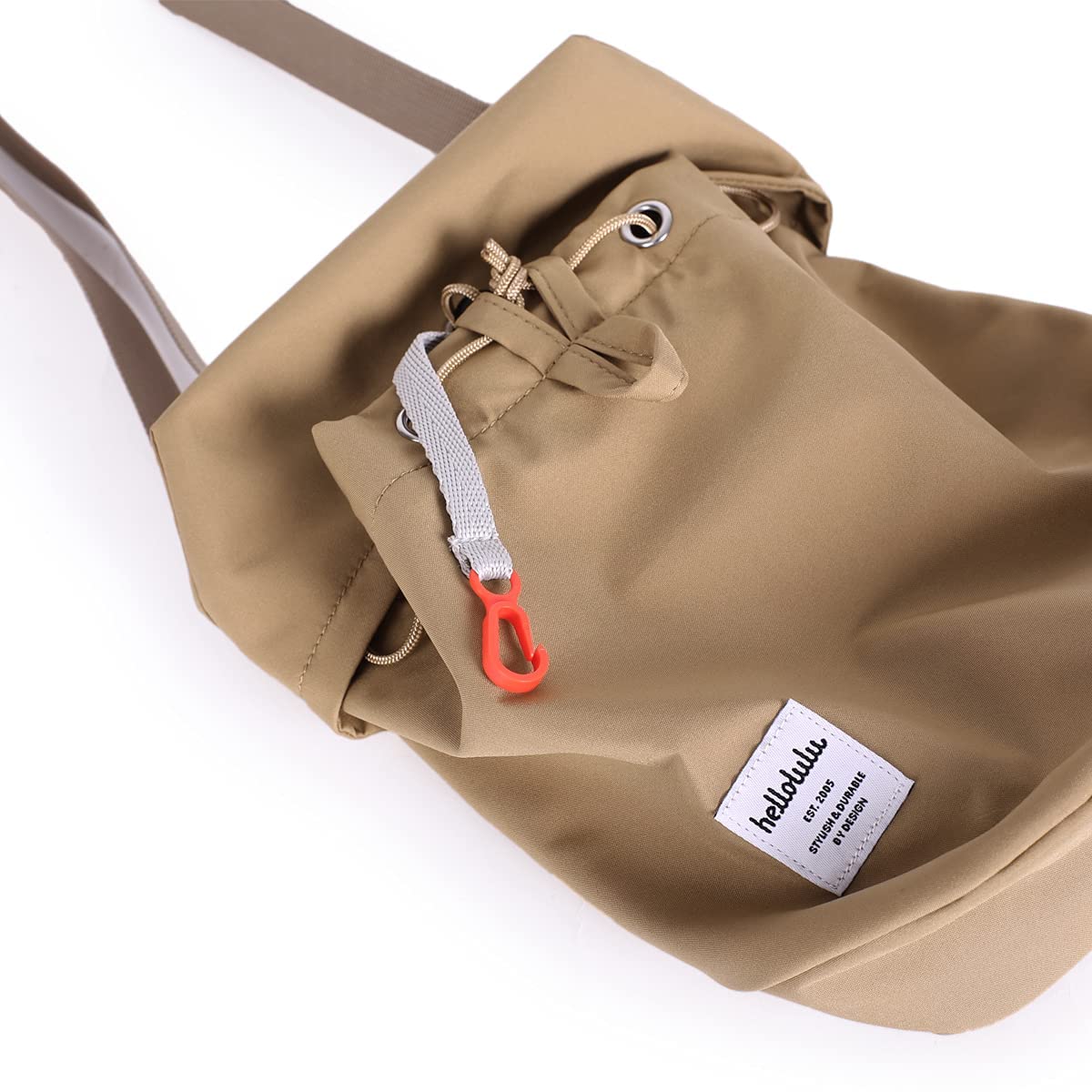 Hellolulu ARMIE Drawstring Sling Crossbody Bag, Water Resistant Lightweight Crossbody Shoulder Bag Phone Bag, For Daily Use Men Women, Brown Beige