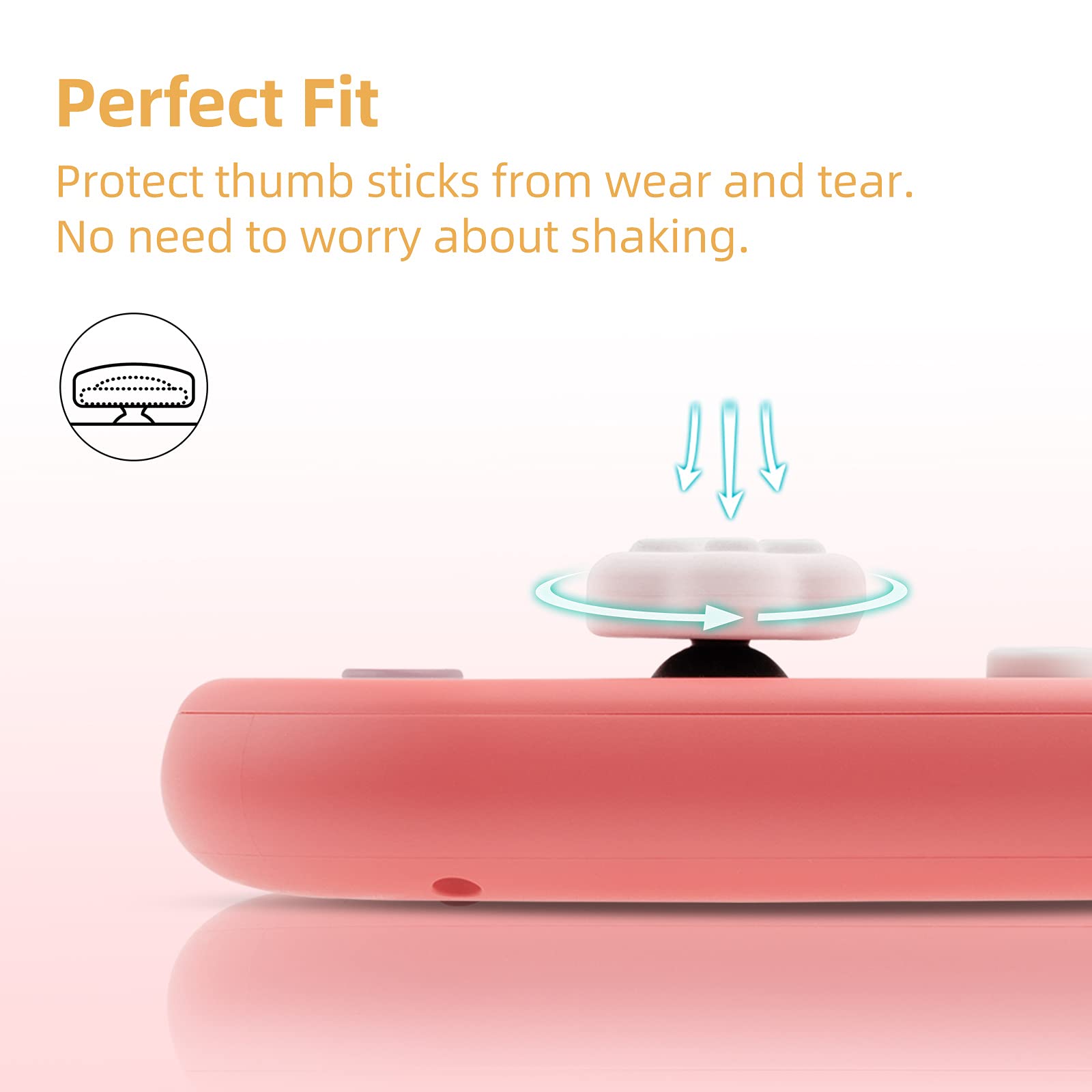 GeekShare 4PCS Cat Paw Shape Thumb Grip Caps,Soft Silicone Joystick Cover Compatible with Switch/OLED/Switch Lite (Milk Tea Brown)