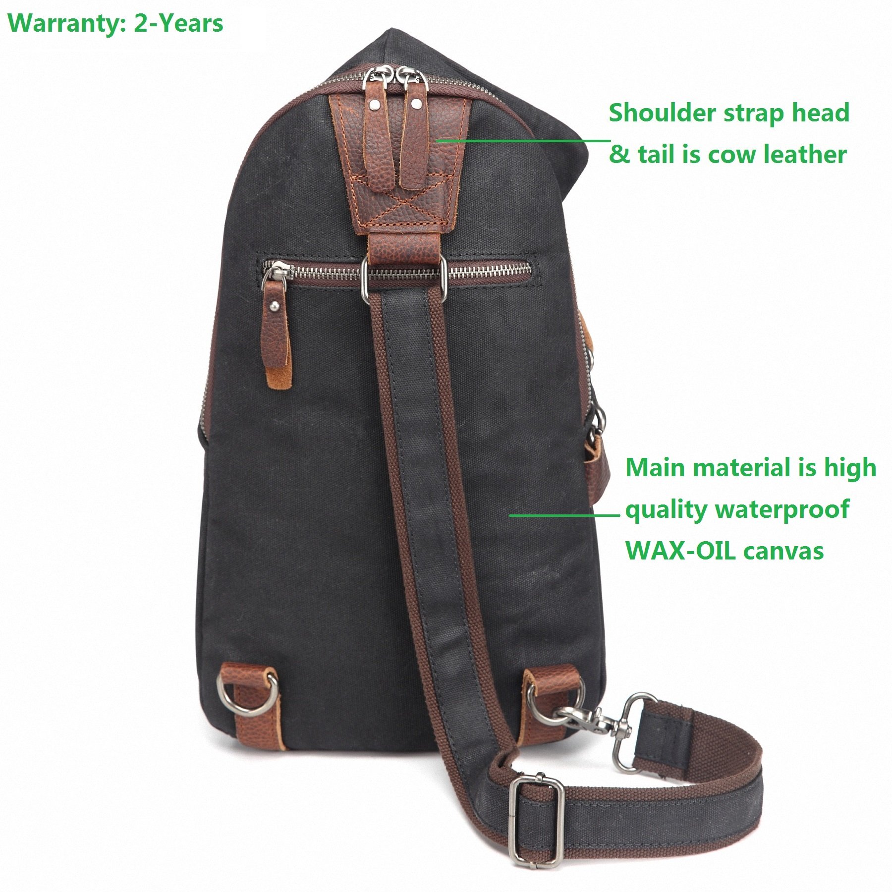 AOTIAN Unisex Sling Backpack Waxed Canvas Crossbody Bag Daypack 10 Liters, Height 14.5 Inches