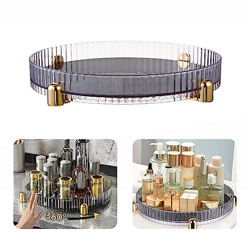 Amoilly 11" Lazy Susan Organizer, Turntable Lazy Susan for Cabinet, Makeup Perfume Organizer, Bathroom Vanity Tray, Spice Bottle Organizer, Counter Organizer (White)