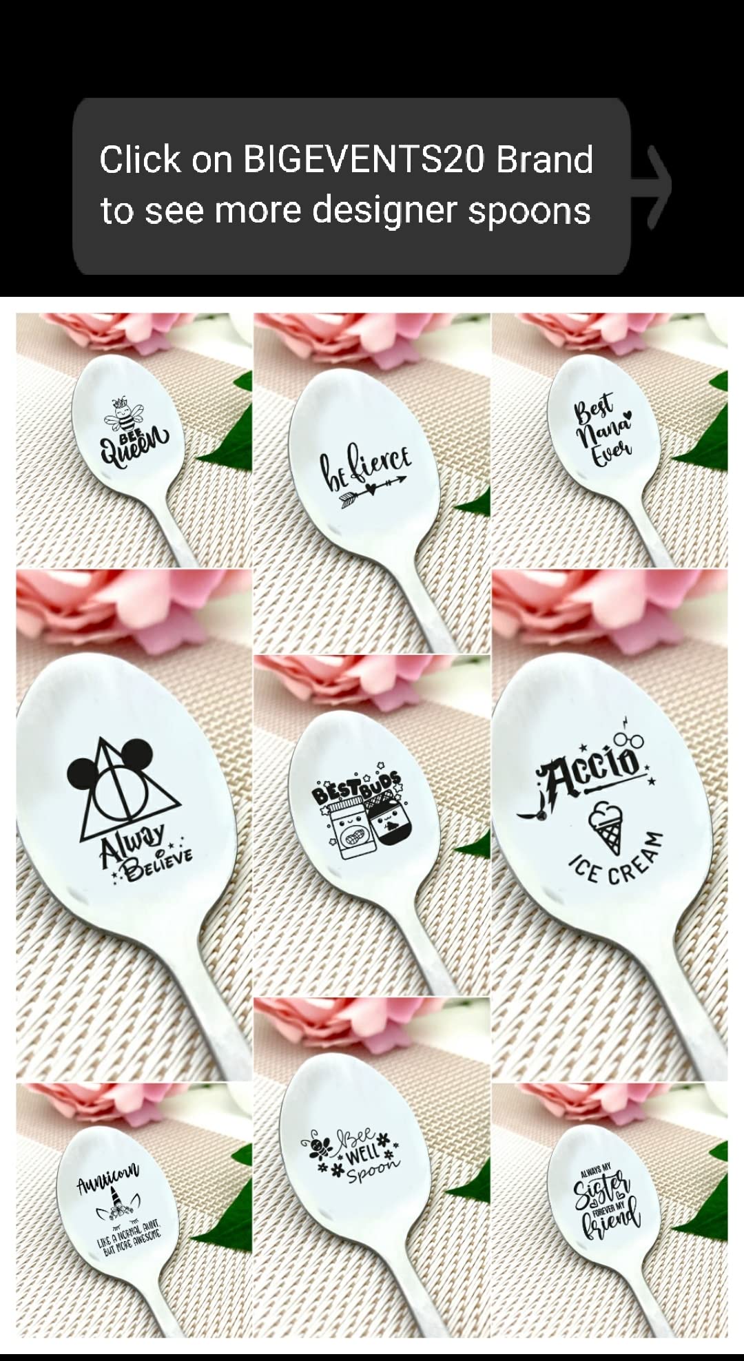BIGEVENTS Happiness is having a Best friend Spoon Engraved teaspoons coffee spoon coffee spoons my peanut butter spoon Silver 7 A1 A1