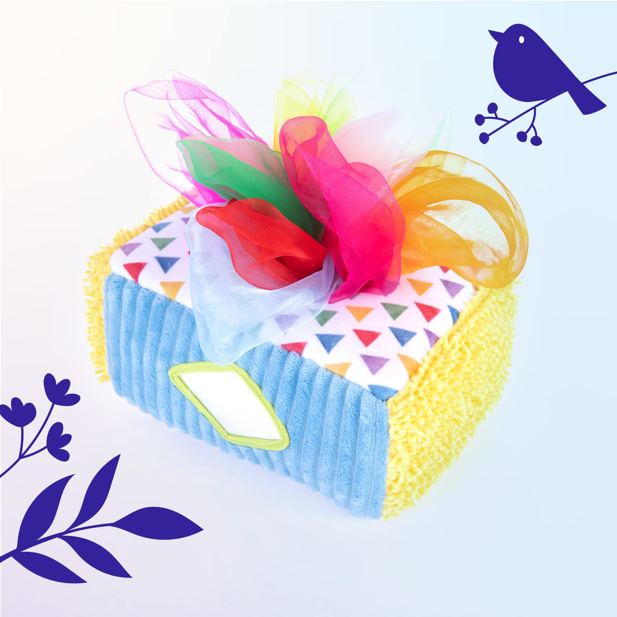 Lovebirds Montessori Sensory Baby Toy Tissue Box-Toddler Infant STEM Cognitive Development-Toddler-Juggling Scarves-Pull Along-Manipulative Preschool Learning Toys-Babies 6-12months