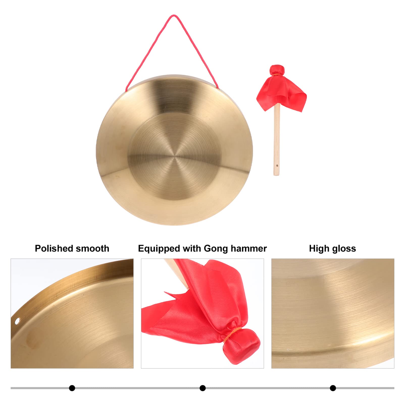 Generic Gong with Mallet, 32 cm/12.59inch Tam Tam Gong Traditional Chinese Percussion Instrument, Copper Decorative Chau Gong for Home, Office(42O43FLA148)