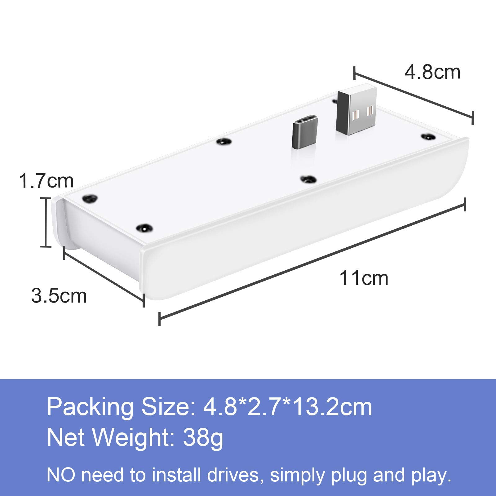 AKNES 5 Port Hub for PS5 Console, USB 2.0 High-Speed Expansion Hub Charger Controller Adapter Connector Compatible with PS5 Gaming Console,Expands Game Console Ports, White