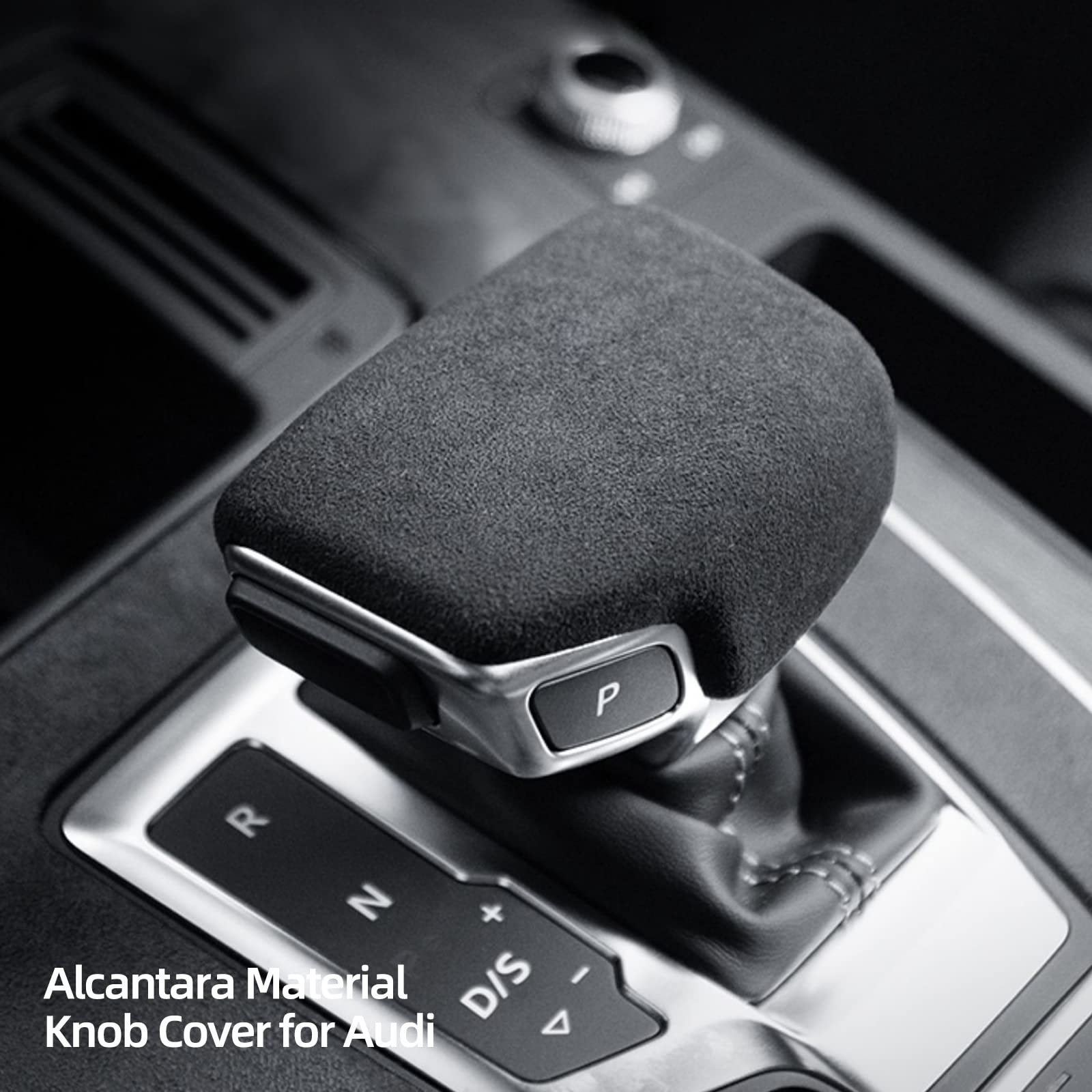 Alfanxi Gear Shift Knob Cover Alcantara Material Trim for Audi A4 B9 A5 Q5 Q5L A6 Q7 S4 S5 SQ5 (Black)
