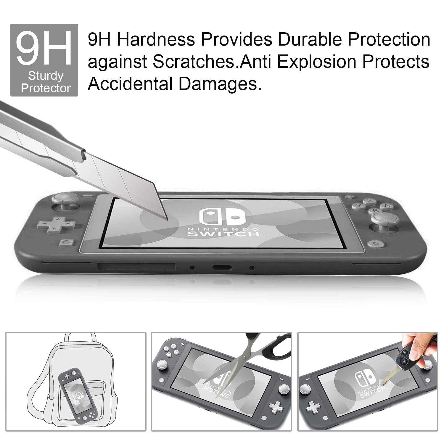 Appodog Nintendo Switch Lite Screen Protector [2 Pack] Tempered Glass Screen Saver Protector Transparent HD Clear 0.3mm Screen Film Guard 9H Hardness Anti-Scratch Shatter-Proof