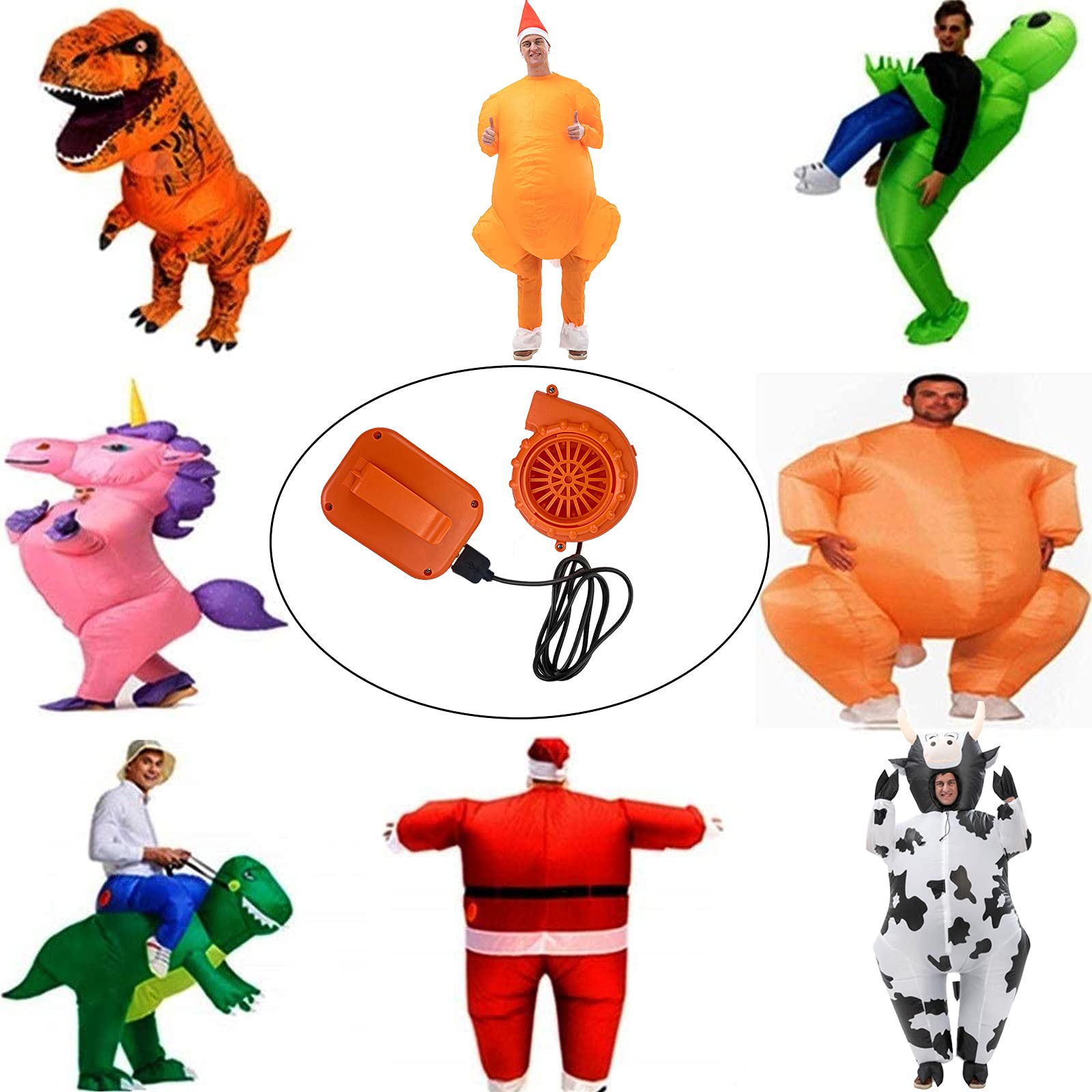 Asekonc Halloween Mini Blower Fan for Halloween Dinosaur Costume or Doll Mascot Head or Other Inflatable Game Clothing Suits, Orange