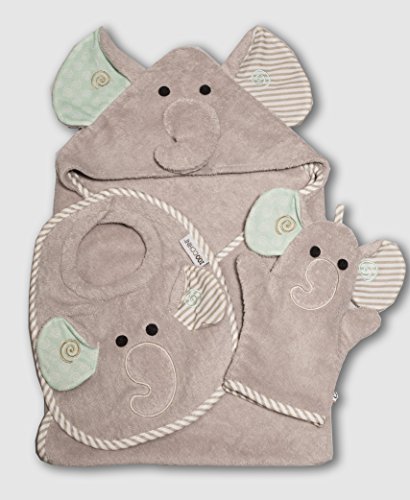 ZOOCCHINI Baby Bath Mitt - Ultra-Soft Washcloth Glove, 100% Cotton Snow Terry, Designed in The USA 1 Mitt/Pack (Elle The Elephant)