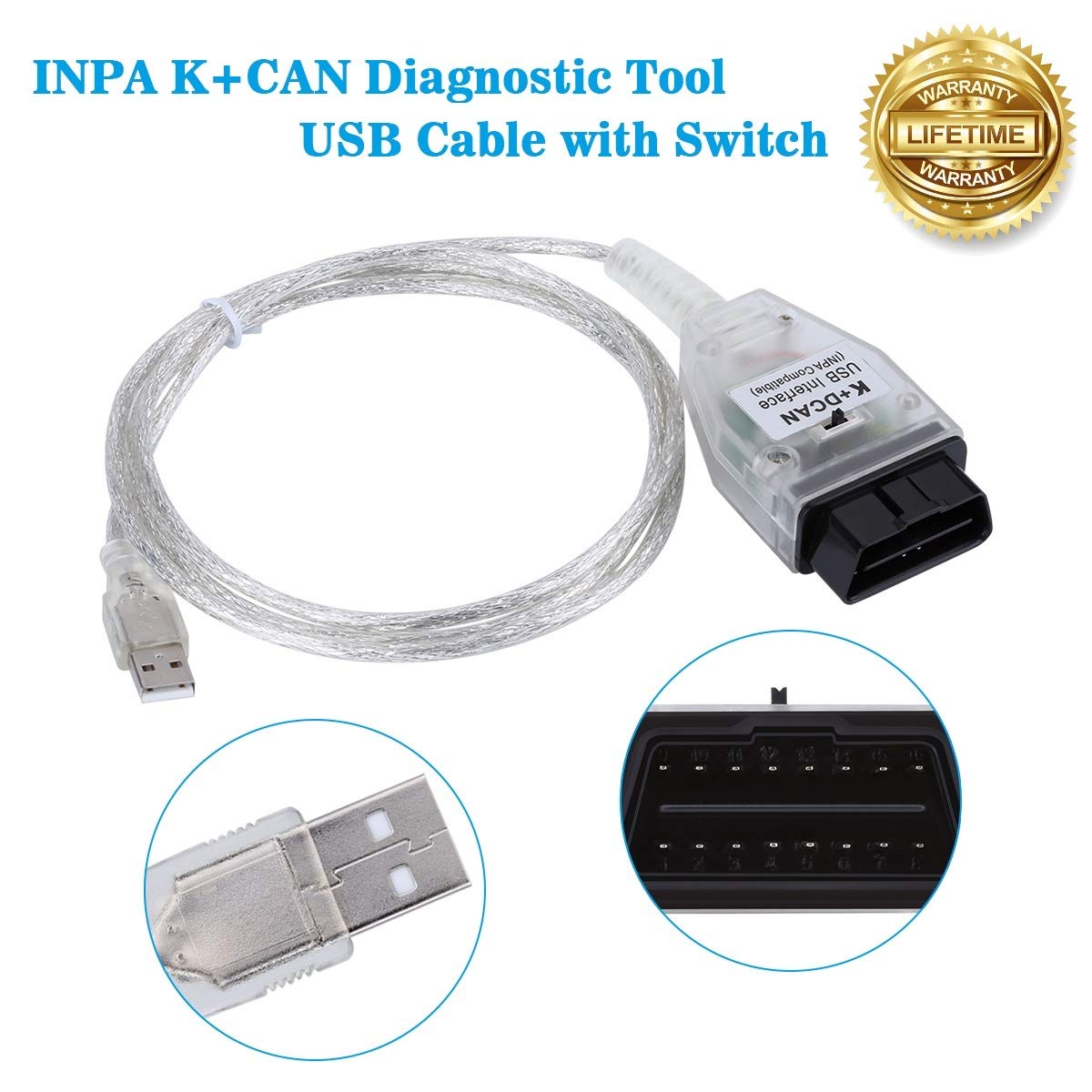 AuraTech K+ CAN Ediabas INPA Coding Cable DCAN Interface Coding Support E serials Interface for R56 E87 E93 E70