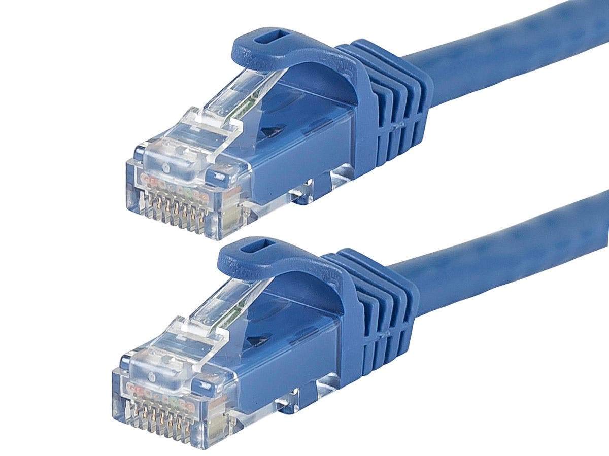 Monoprice Cat6 5ft Blue Patch Cable UTP 24AWG 550MHz Pure Bare Copper Snagless RJ45 Flexboot Series Ethernet Cable