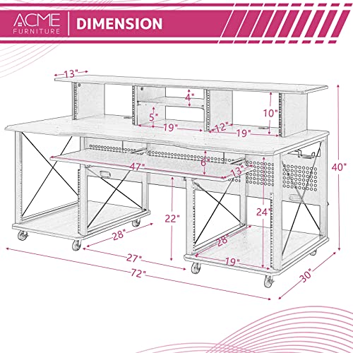 Acme Furniture Metal and Wooden Music Desk with Wheels, Black