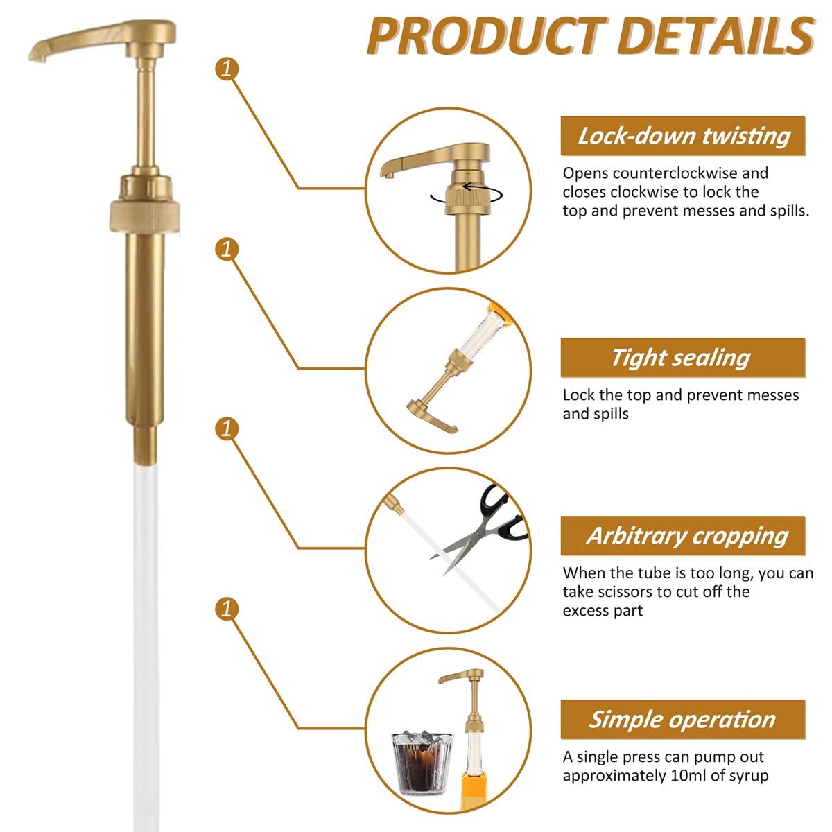 AOSWTLIF 12PCS Syrup Pump Suitable for 750ml Bottles,Coffee Syrup Dispenser Pump,Flavor Syrup Pump (12)