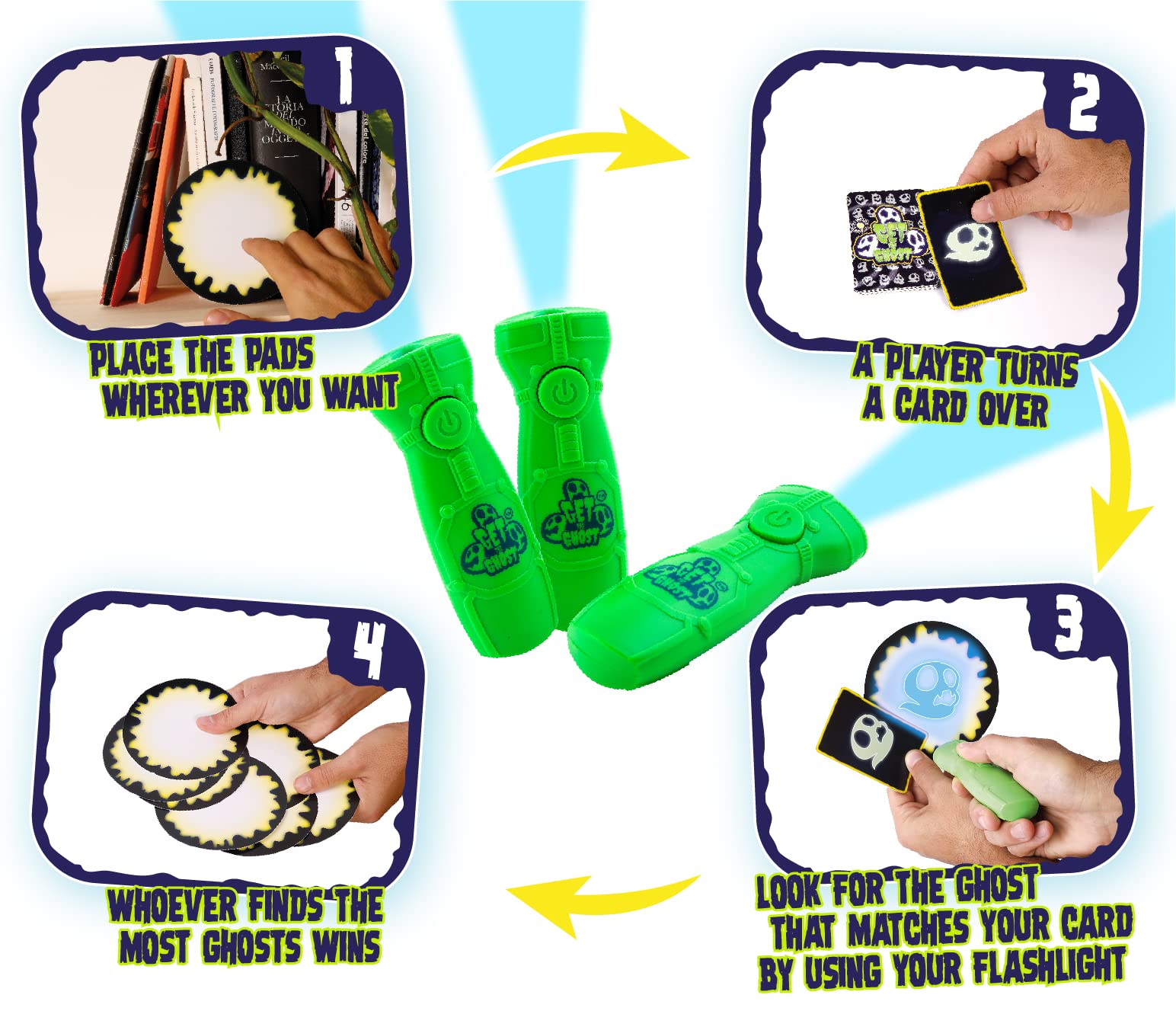GET The Ghost Game, Become a Ghost Hunter, Capture The Ghosts with The Magic Flashlight, Memory Game, Ages 4+, Family Games, Fun Games, Toys for Girls, Toys for Boys, Party Games