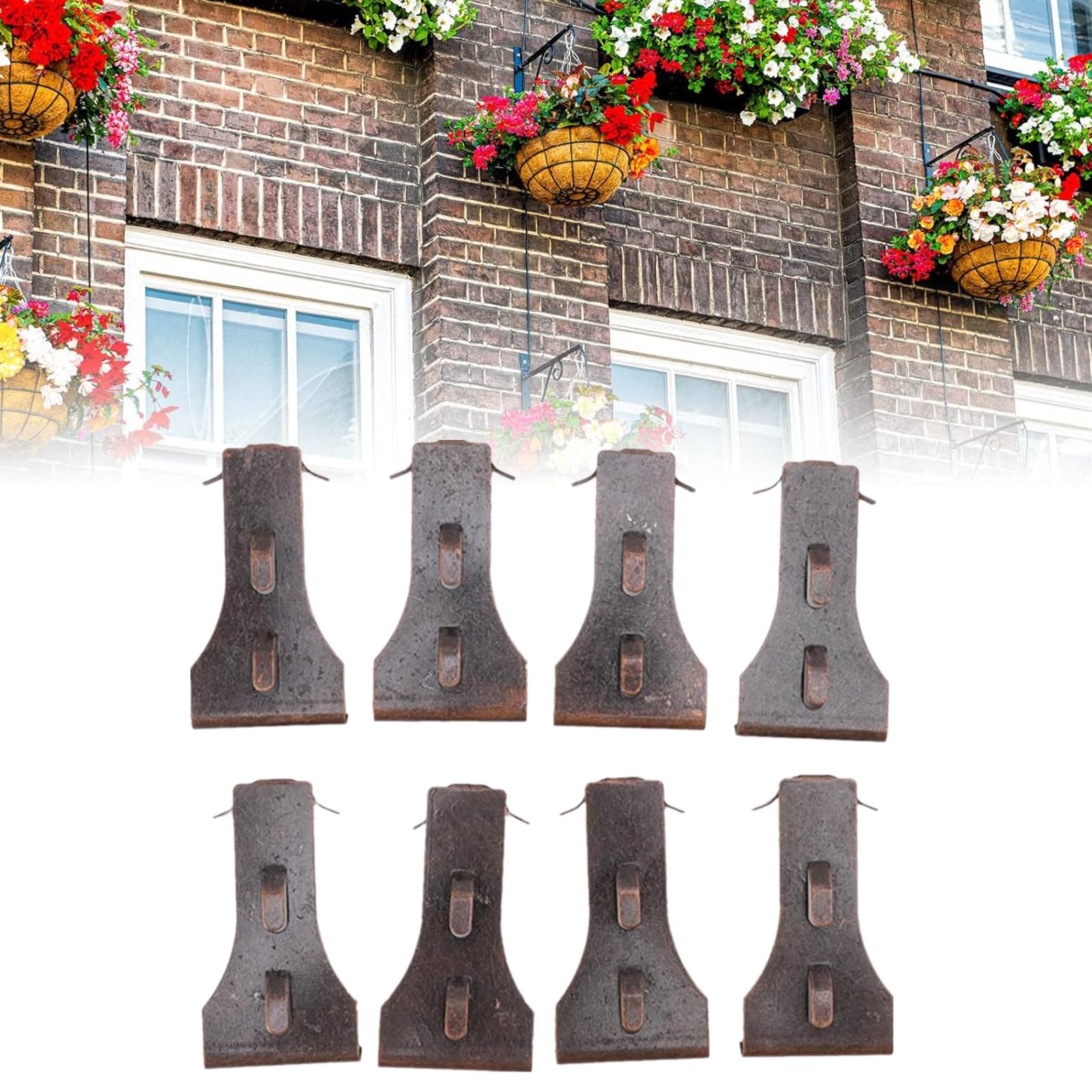 AYNEFY Brick Hook Clips,8Pcs Heavy Duty Outdoor Brick Hangers Outside Home Decor Hanging Wall Clips Fits Standard Size Bricks 2 1/4 Inch to 2 3/8 Inch High Bricks