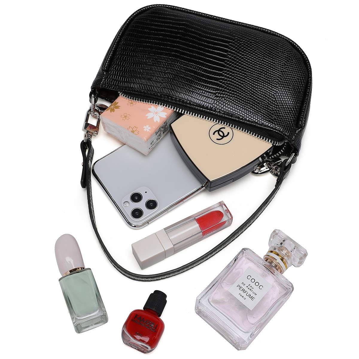 HORSE&TIGER Women Small Shoulder Bag Mini Purse Womens Crossbody Clutch Purses with Zipper Closure (Black)