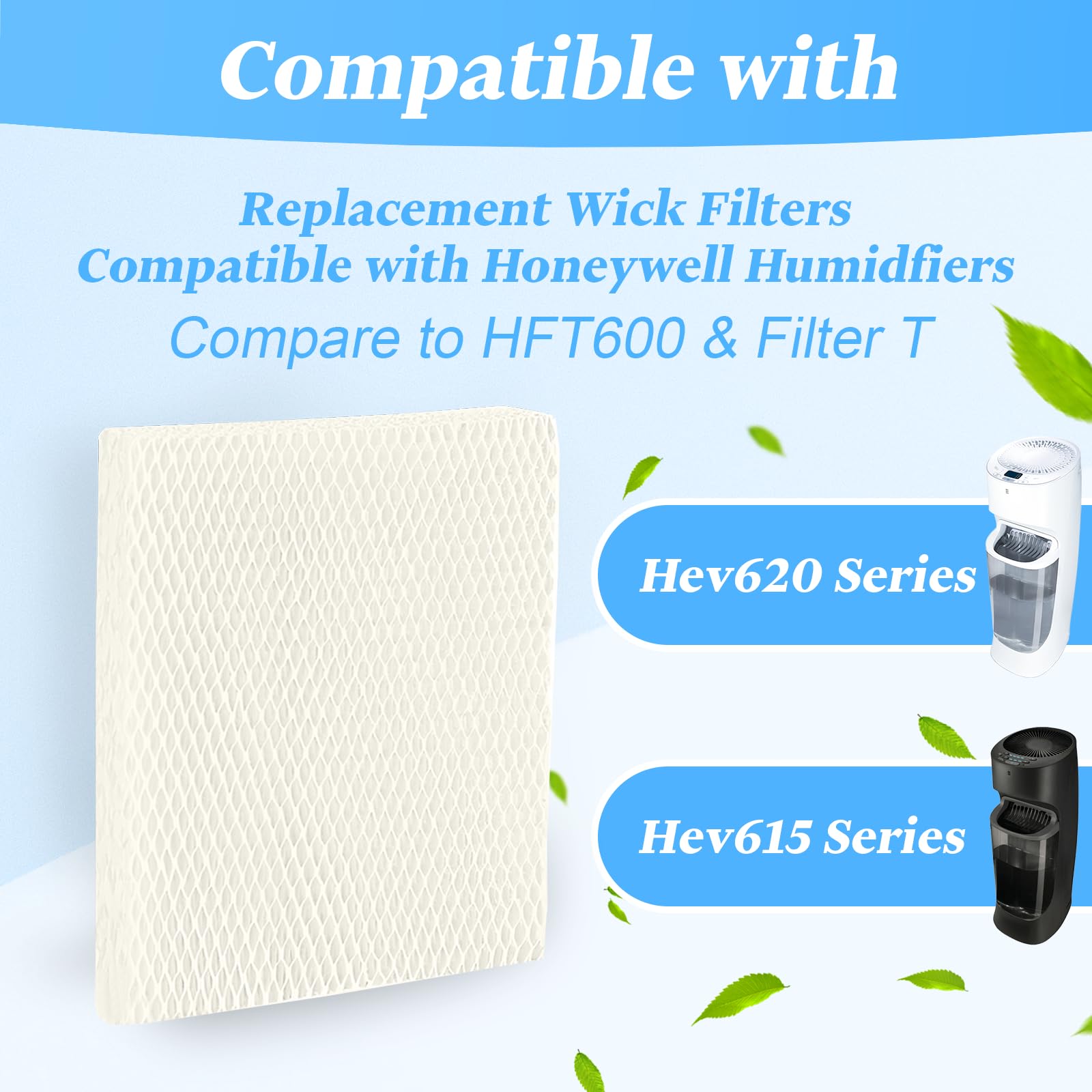 getalong HFT600 Humidifier Filter T Compatible for Honeywell HEV620 & HEV615 Series,Part HFT600T HFT600PDQ,6 Pack