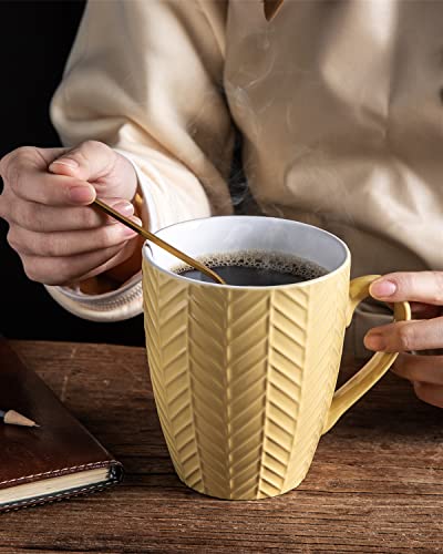 AmorArc Large Coffee Mugs Set of 6, 20oz Coffee Cups for Latte/Cappuccino/Tea/Cocoa, Ceramic Coffee Mugs with Textured Patterns for Men Women Mom Dad, Dishwasher&Microwave Safe, Multi-color