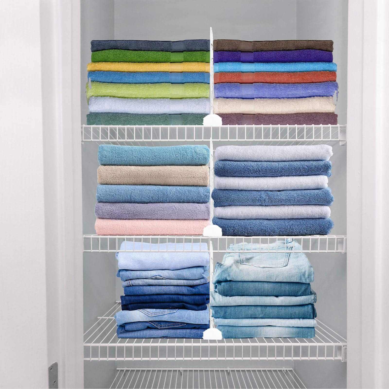 BOUTICOL 3 PCS Removable Wire Shelf Dividers Metal Closet Shelf Dividers Portable Closet Shelf Divider Wire Shelf Dividers for Closet Organization (White)