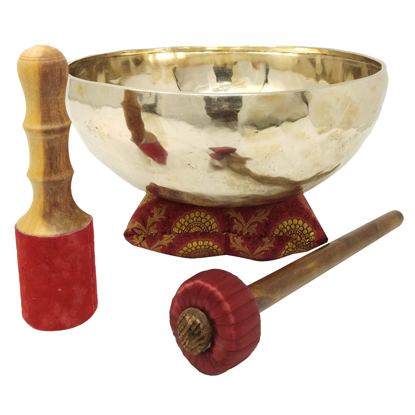 CRAFTSTRIBE 12" Handmade Crown Chatra Tibetan Singing Bowl Meditation Healing Bowl With Mallet And Silk Cushion