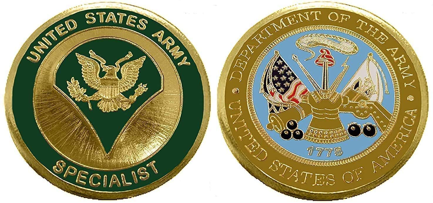 Army Enlisted Ranks - Specialist “E4’’ Collectible Challenge Coin/Logo Poker/Lucky Chip/Gift
