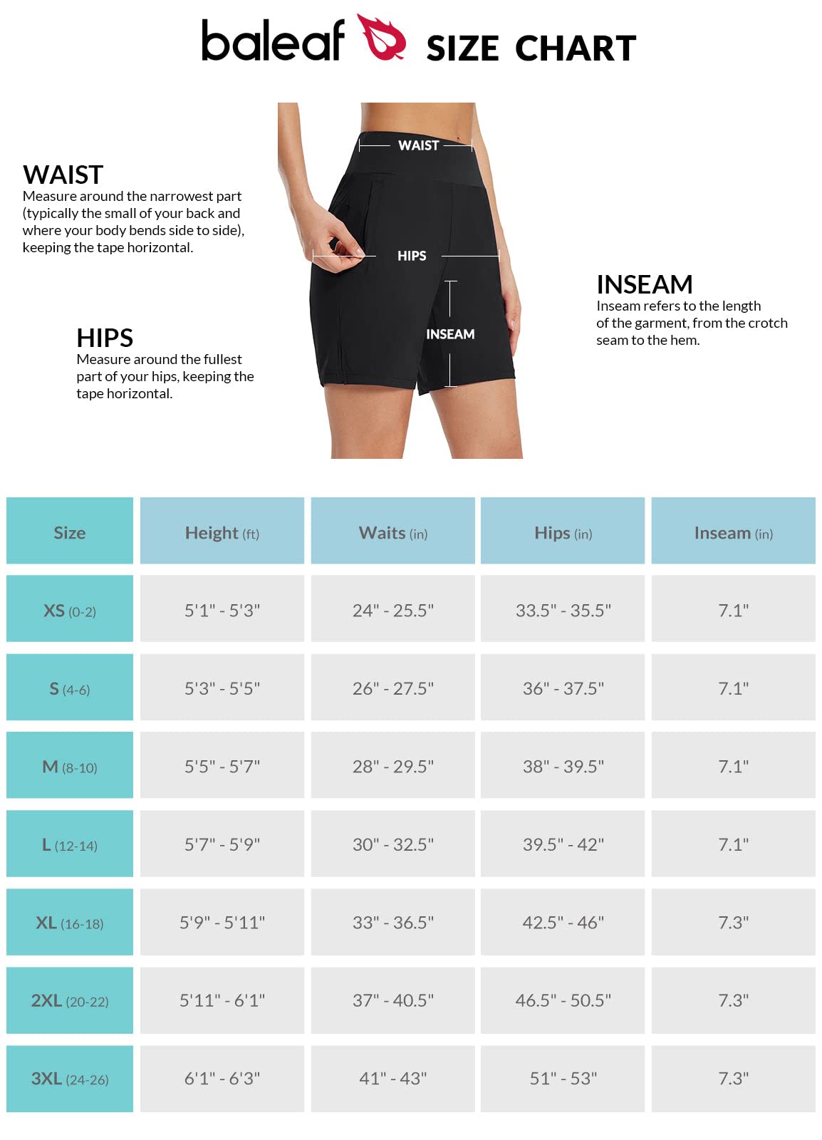 BALEAF Women's 7" Long Running Shorts Quick Dry Athletic Workout Shorts with Zipper Pockets Unlined Black L