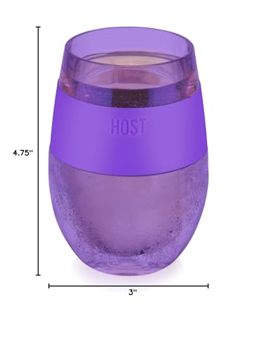 Host Cooling Cup Set of 1 Plastic Double Wall Insulated Freezable Drink Chilling Tumbler with Freezing Gel, Wine Glasses for Red and White Wine, 8.5 oz, Translucent Purple