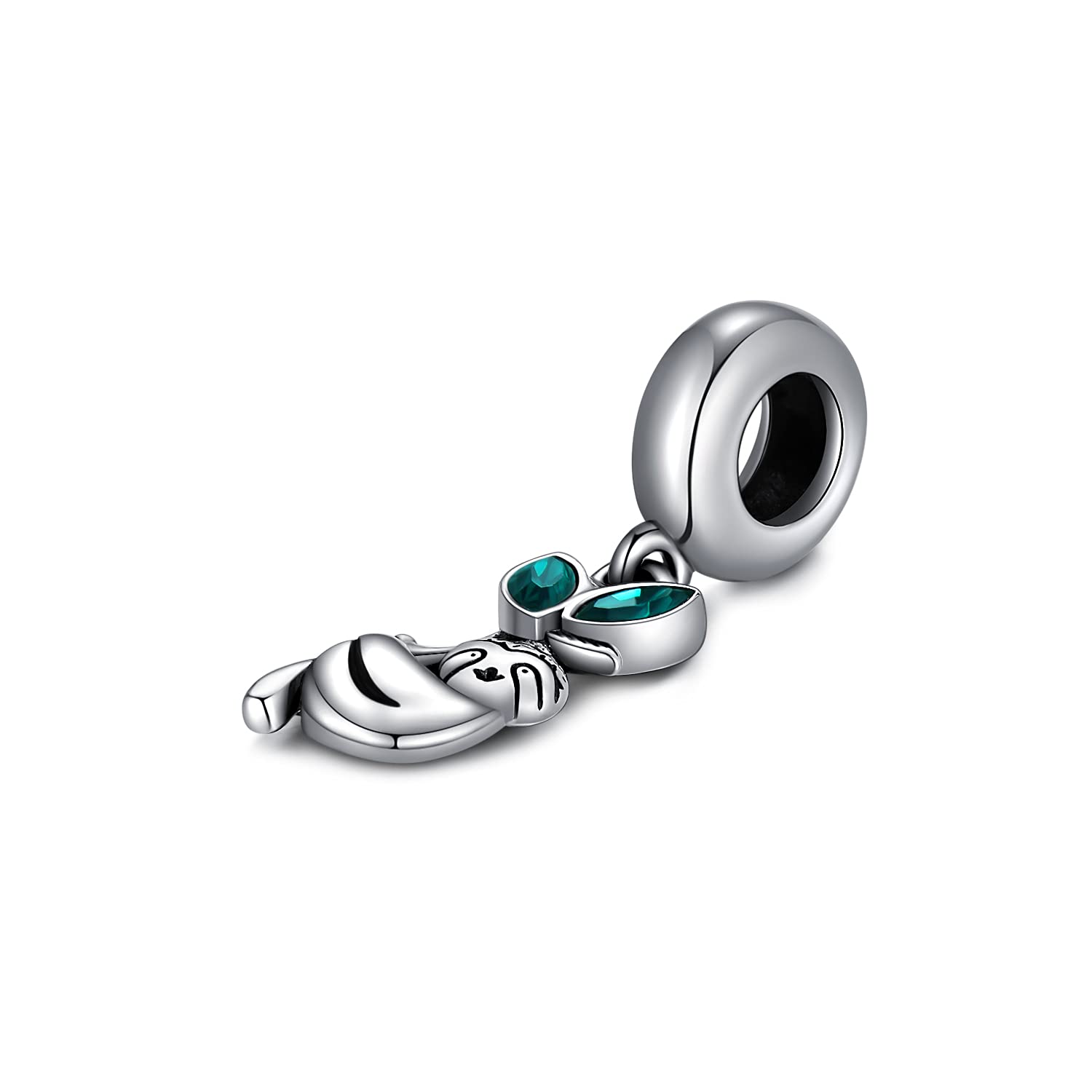 AOBOCO Sloth Charms 925 Sterling Silver Cute Animal Beads Dangle Charms fit European Bracelets Necklace, Embellished with Crystals from Austria