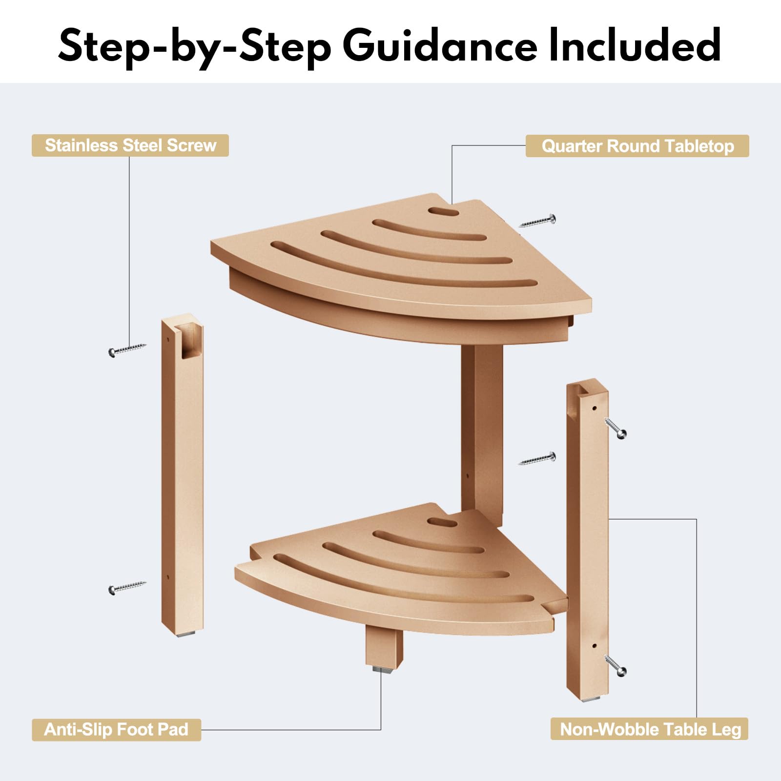 Corner Shower Stool for Inside Shower, HDPE Shower Stool for Shaving Legs, Waterproof Shower Bench with 2-Tier Storage, Small Shower Stool for Bathroom, Living Room, Bedroom , Non-Slip Feet, White