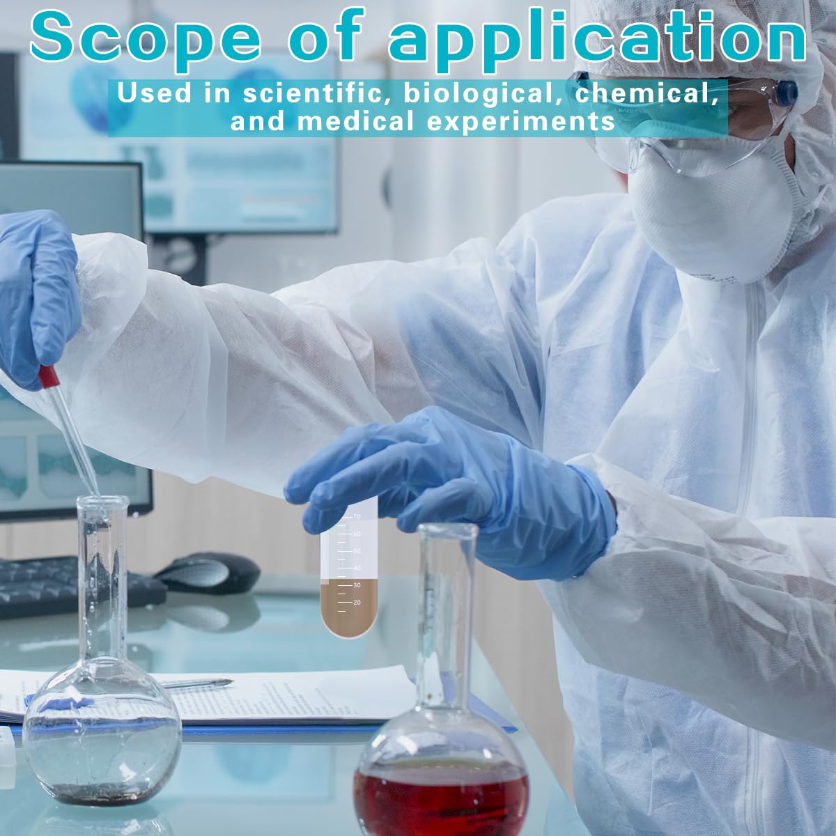 BIPEE Centrifuge Tubes100 ml Higher Quality Conical Test Tubes, Round-Bottomed centrifuge Tube, Test Tubes with caps, Plastic Container with Graduated and Write Marks (30pcs, 100ml)