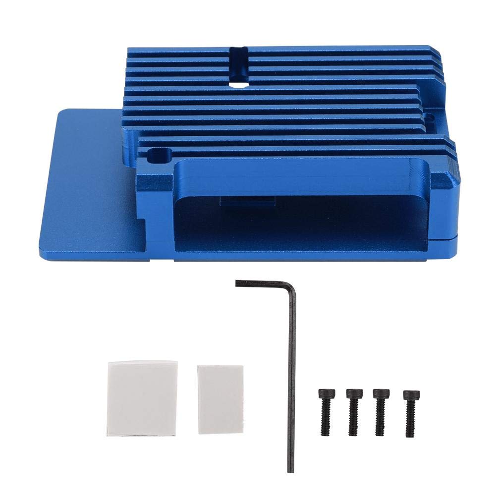ASHATA Case for Raspberry Pi, Aluminum Alloy Housing with External Slot Built-in Hot Column Enclosure Technology Design Case for Raspberry Pi 4(Blue)