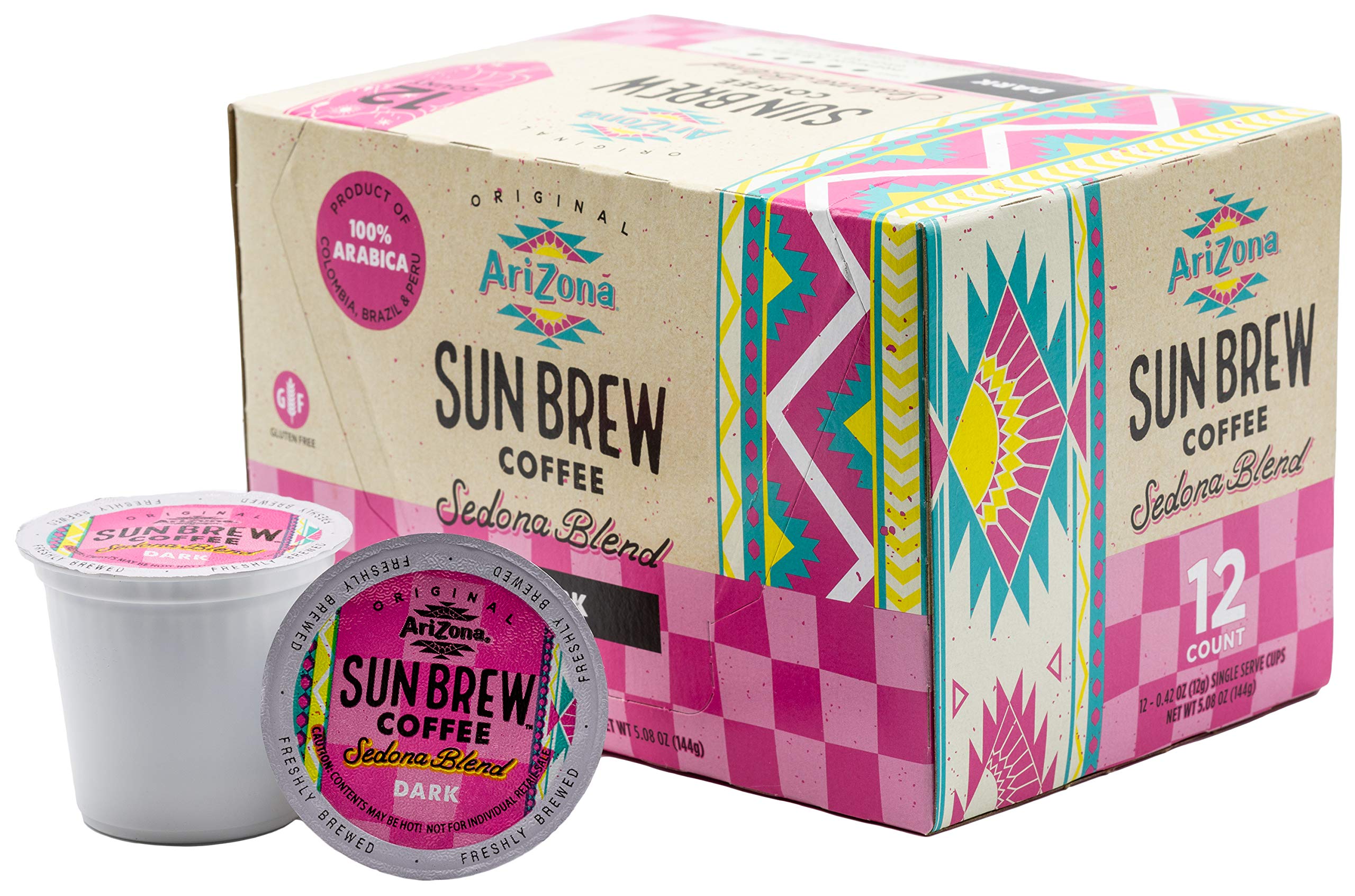 AriZona Sun Brew Coffee - Sedona Blend 36 Count Single Serve Cups - Dark Roast - Premium Arabica - Compatible with Keurig 2.0 K-Cup Brewers