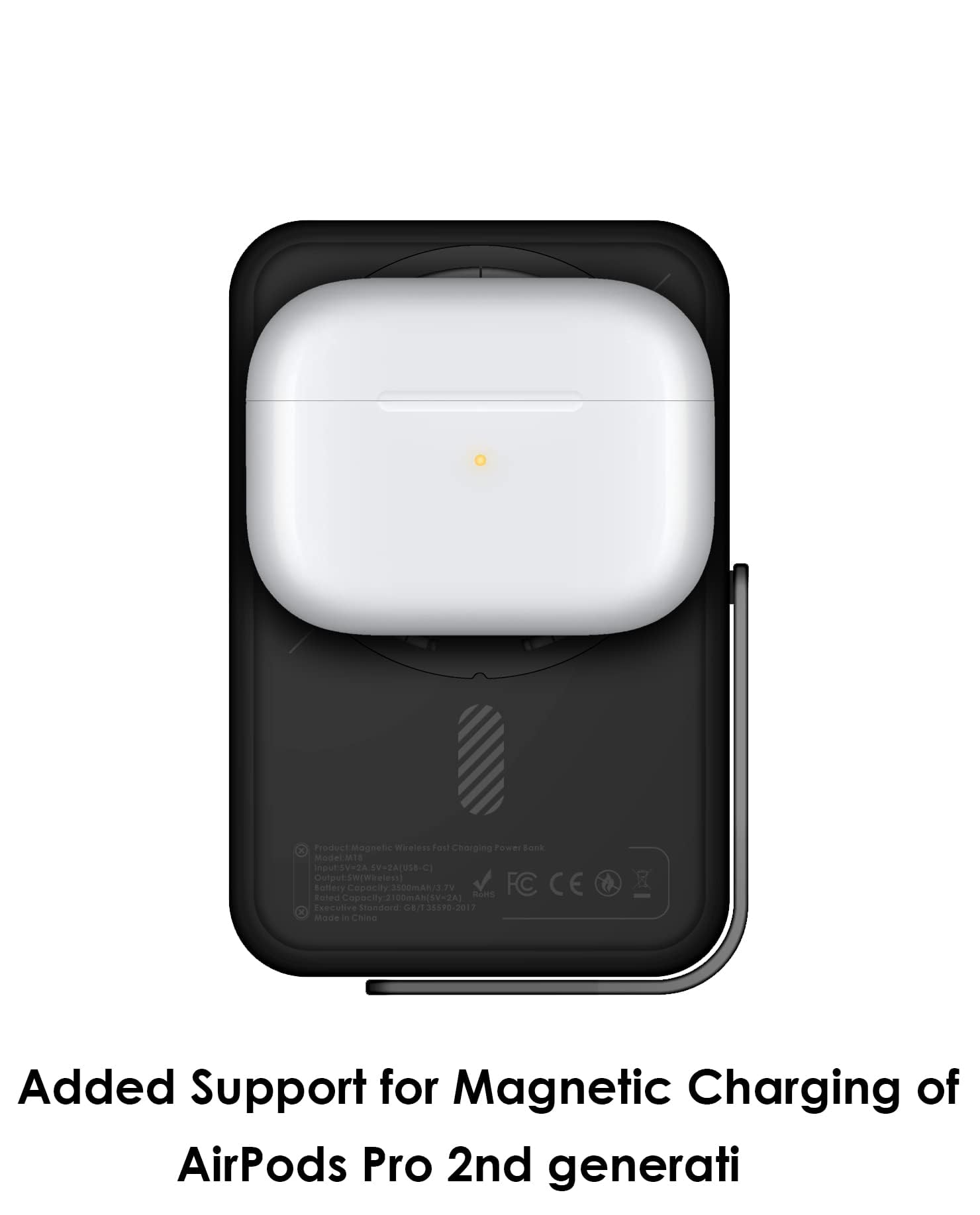 Aulumu M03 Wireless Magnetic Battery [for MagSafe] with Stand Battery Pack 3,500mAh, Wireless Portable Charger Compatible with iPhone 15/14/13/12 Series - Black