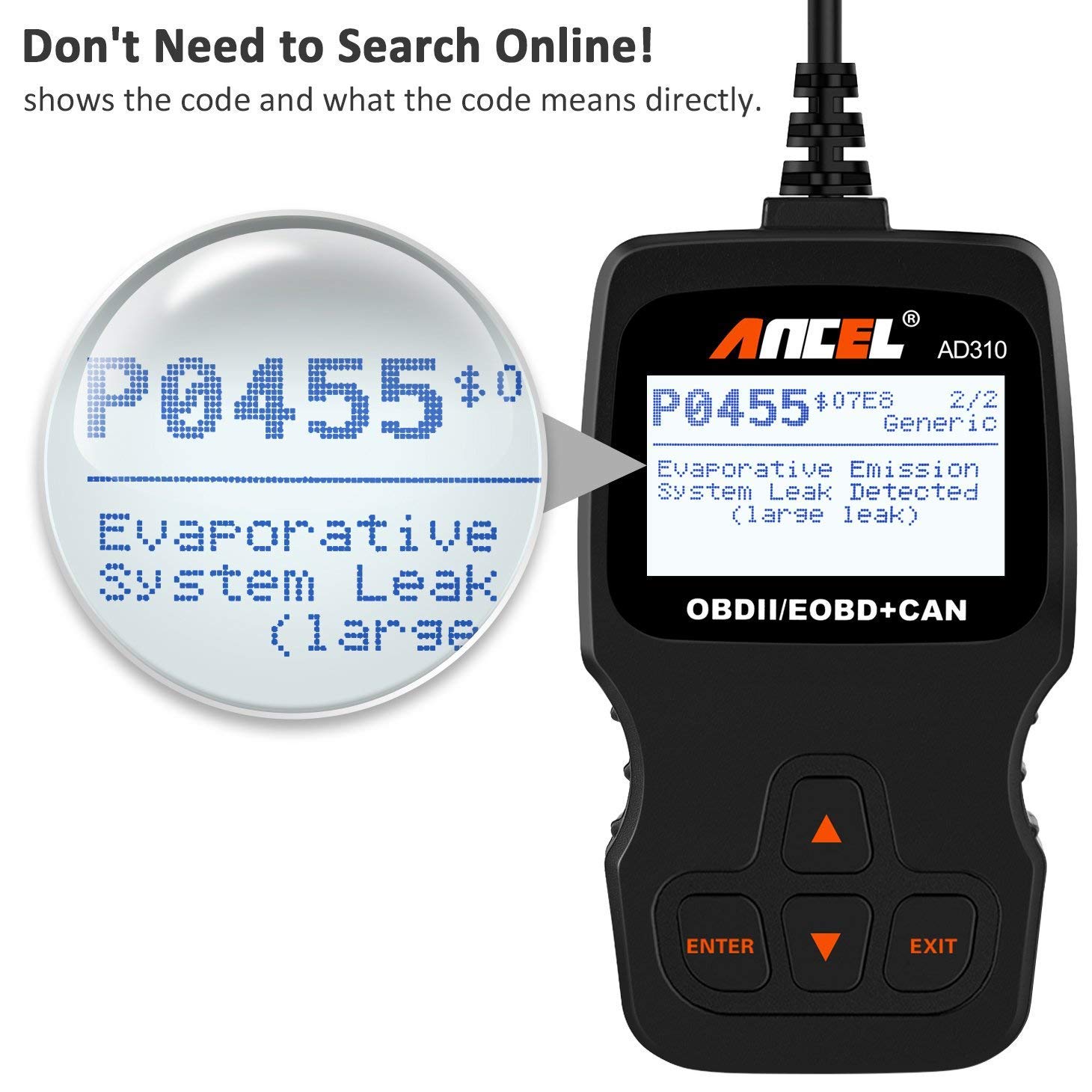 ANCEL AD310 Classic Enhanced Universal OBD II Scanner Car Engine Fault Code Reader with ANCEL BA201 Car 12V 100-2000 CCA Battery Load Tester