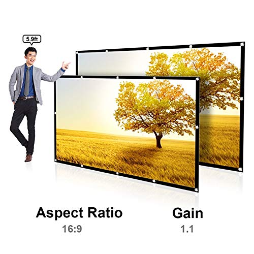 APAINI 80/100/120/150 Inch Portable Projector Screen 16:9 Projection Screen Foldable Thick Durable for Outdoor Home Theater (Size : 60 inch)