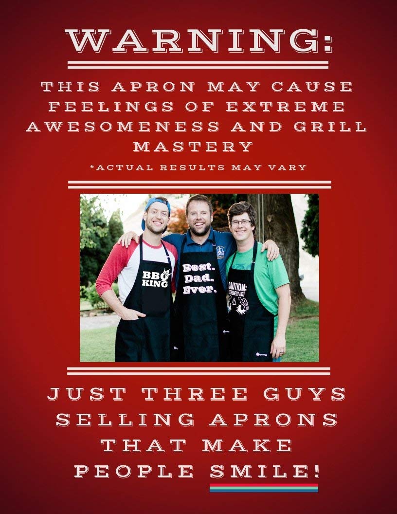 ApronMen, The Grill Ninja BBQ Grilling Funny Aprons For Men With Adjustable Straps One Size Fits All Cooking Aprons With Pockets - Professionally Printed Gifts For Dad