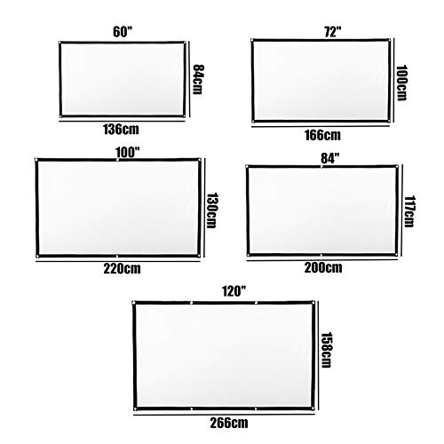 APAINI Folding Projector Screen Portable Home Outdoor KTV Office 3D Projector Screen Projection Screen 60/72/84/100/120/150 Inch (Size : 100 inch)