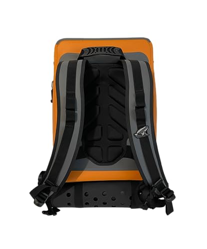 AMPHIPAK Waterproof Backpack: 22L Heavy Duty Zipper Closure with Easy Access Compartments and Cushioned Padded Back Panel (Orange)