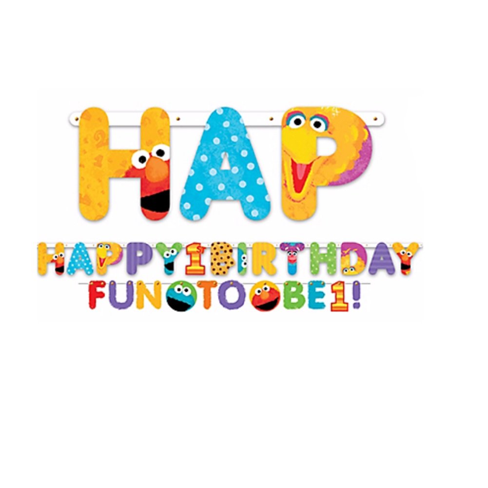 Amscan Bright Sesame Street 1st Birthday Jumbo Letter Banner Kit, Multicolor