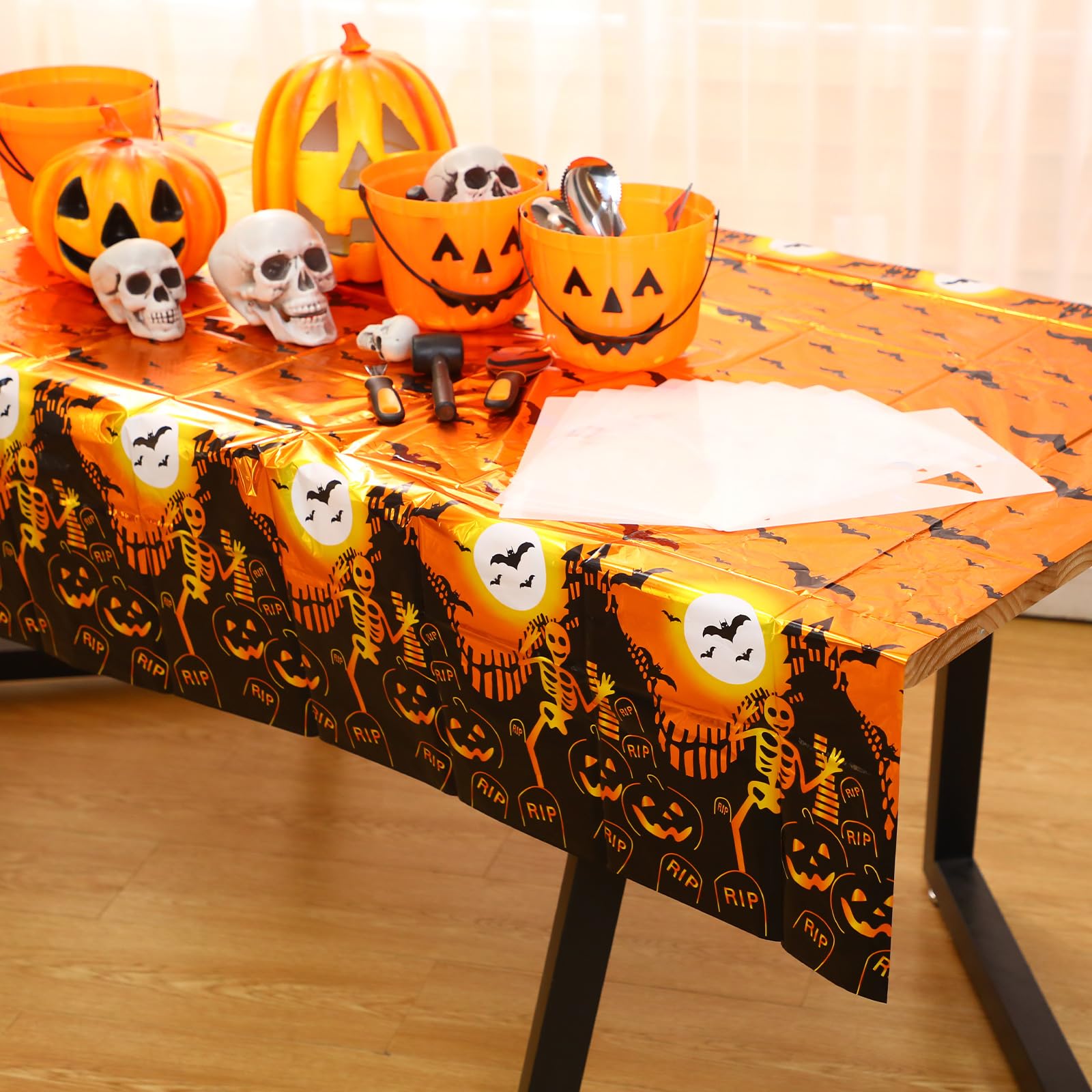 Blosssound 12 Sets Halloween Pumpkin Carving Kit Includes Professional Heavy Duty Carving Tools DIY Stencil Sheets Pumpkin Buckets Table Cover Hammers for Halloween Door Decorations Family Party