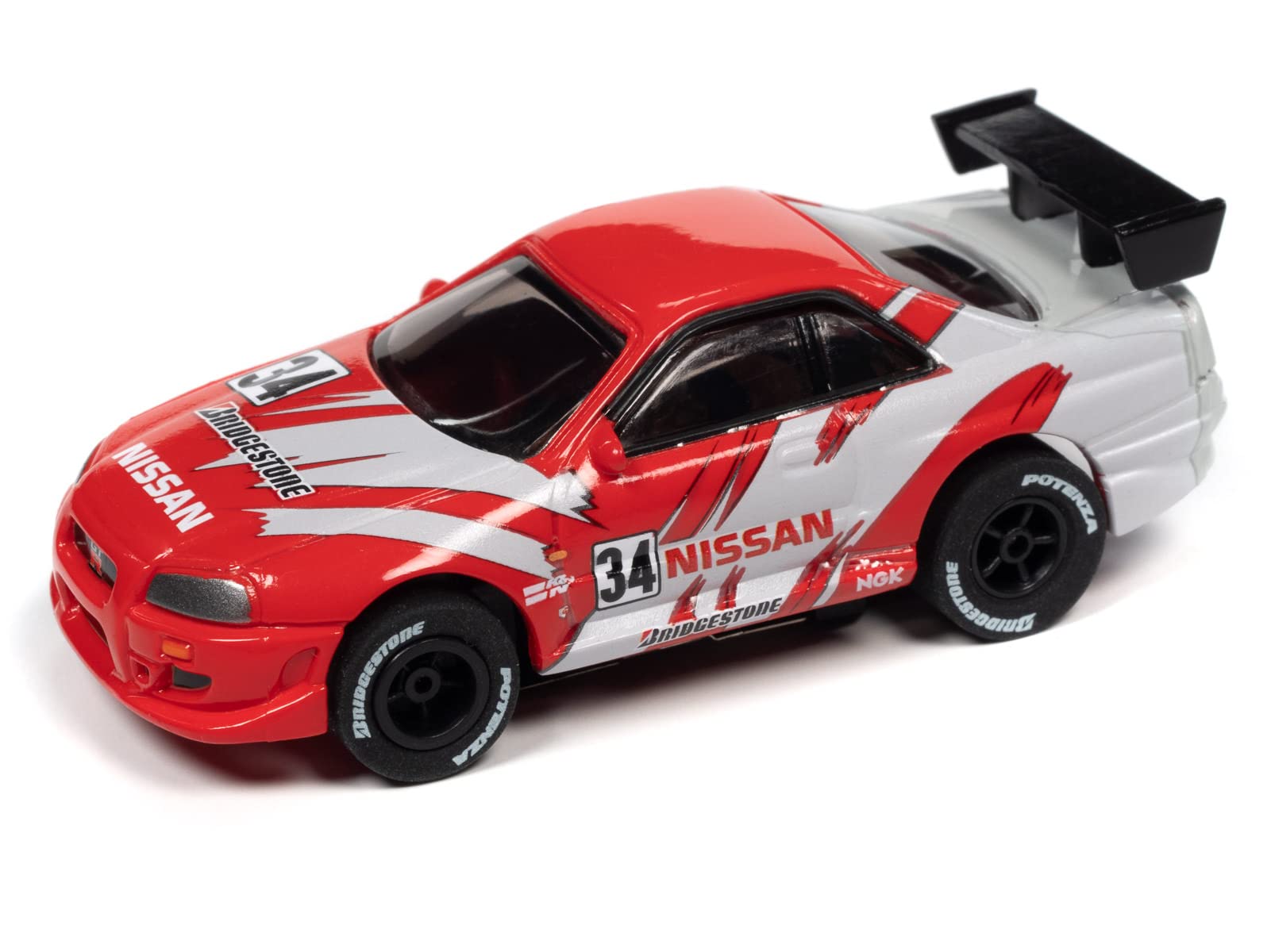 Auto World Xtraction Import Heat 1999 Nissan Skyline GTR (Red/Gray) HO Scale Slot Car